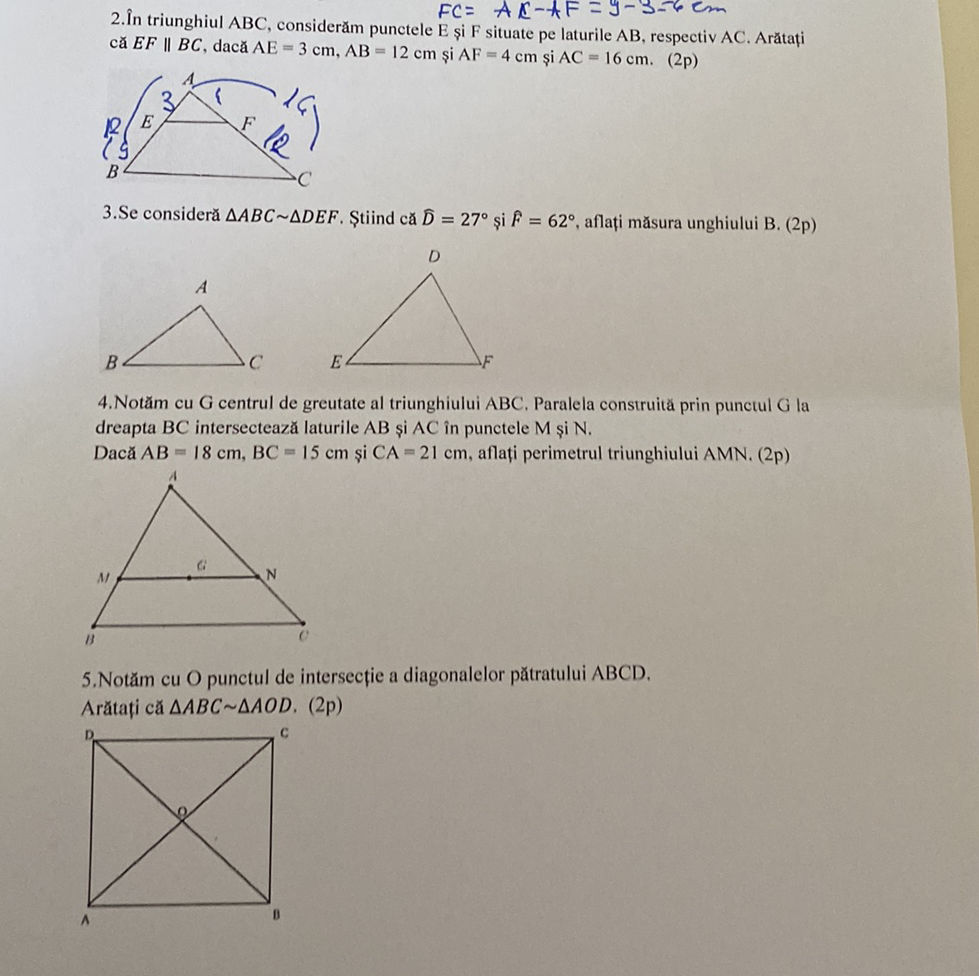 2. În triunghiul ABC, considerăm punctele E | StudyX