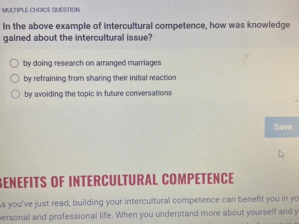 In the above example of intercultural | StudyX