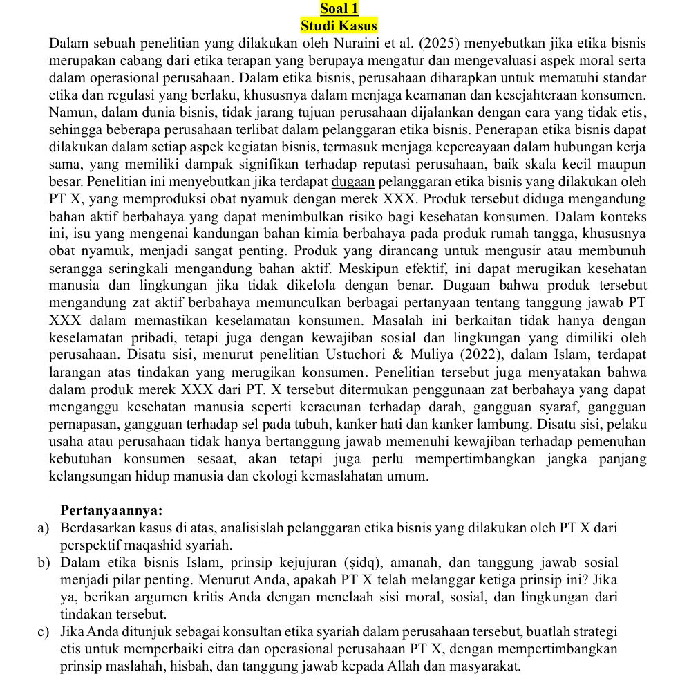 Pertanyaannya: a) Berdasarkan kasus di | StudyX