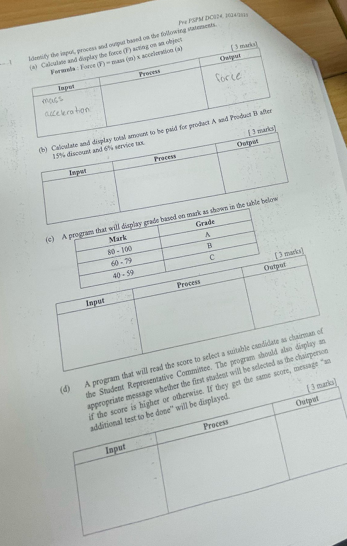(a) Calculate and display the force (F) | StudyX