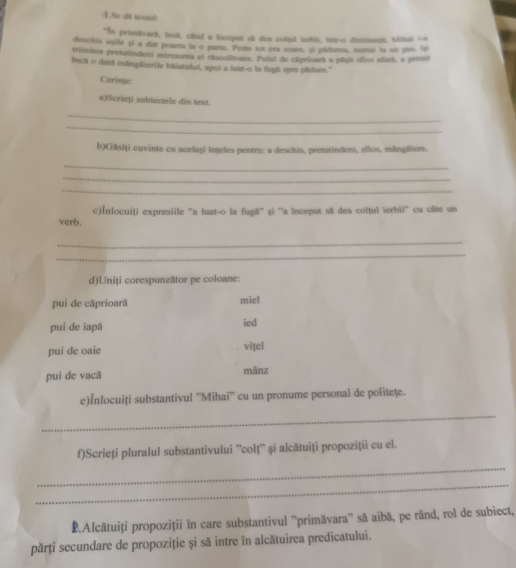 1. Se da textul: "In primăvară, ierbii, când | StudyX