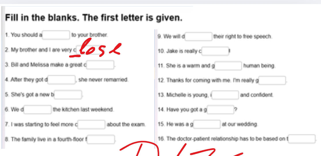 Fill in the blanks. The first letter is | StudyX