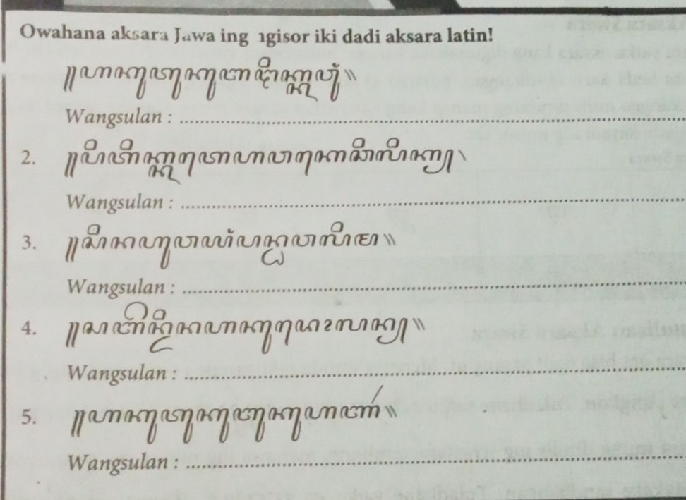 Owahana aksara Jawa ing ngisor iki dadi | StudyX