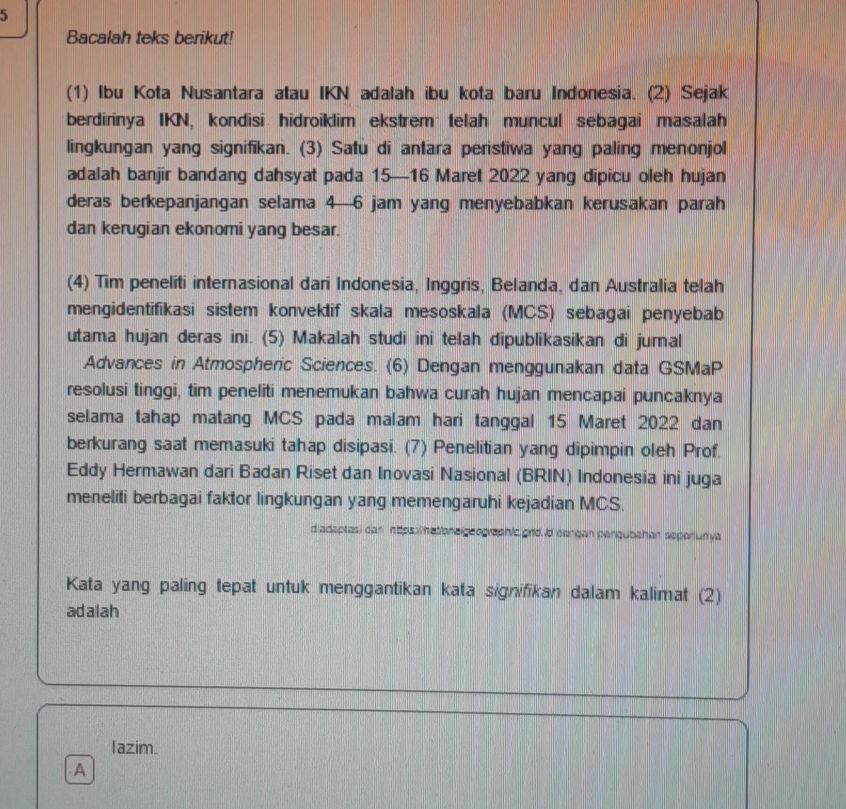 Kata yang paling tepat untuk menggantikan | StudyX