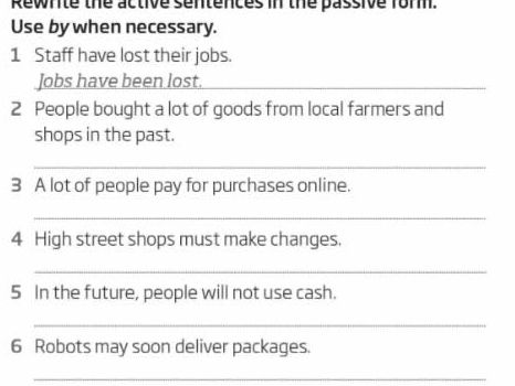 Rewrite the active sentences in the passive | StudyX