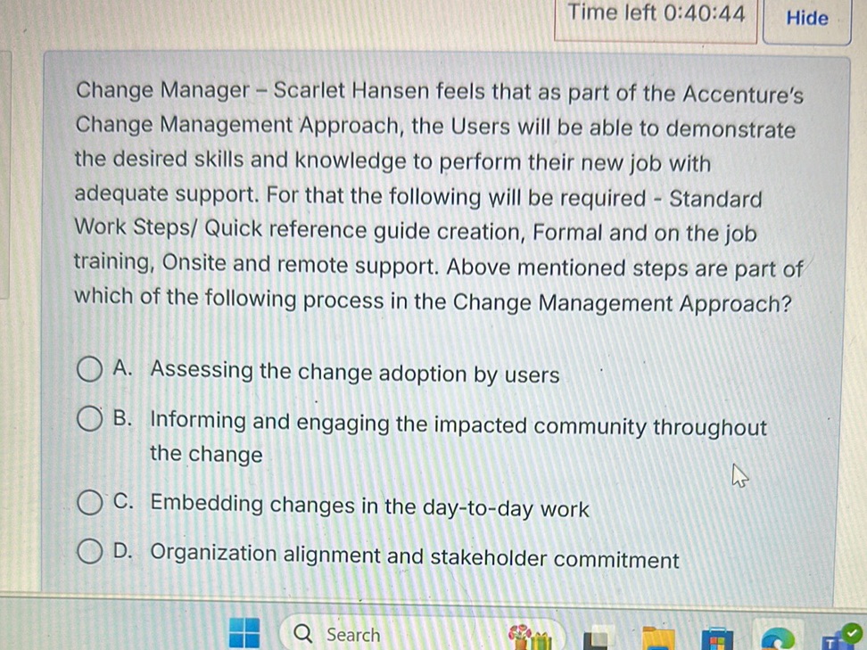 Change Manager - Scarlet Hansen feels that | StudyX