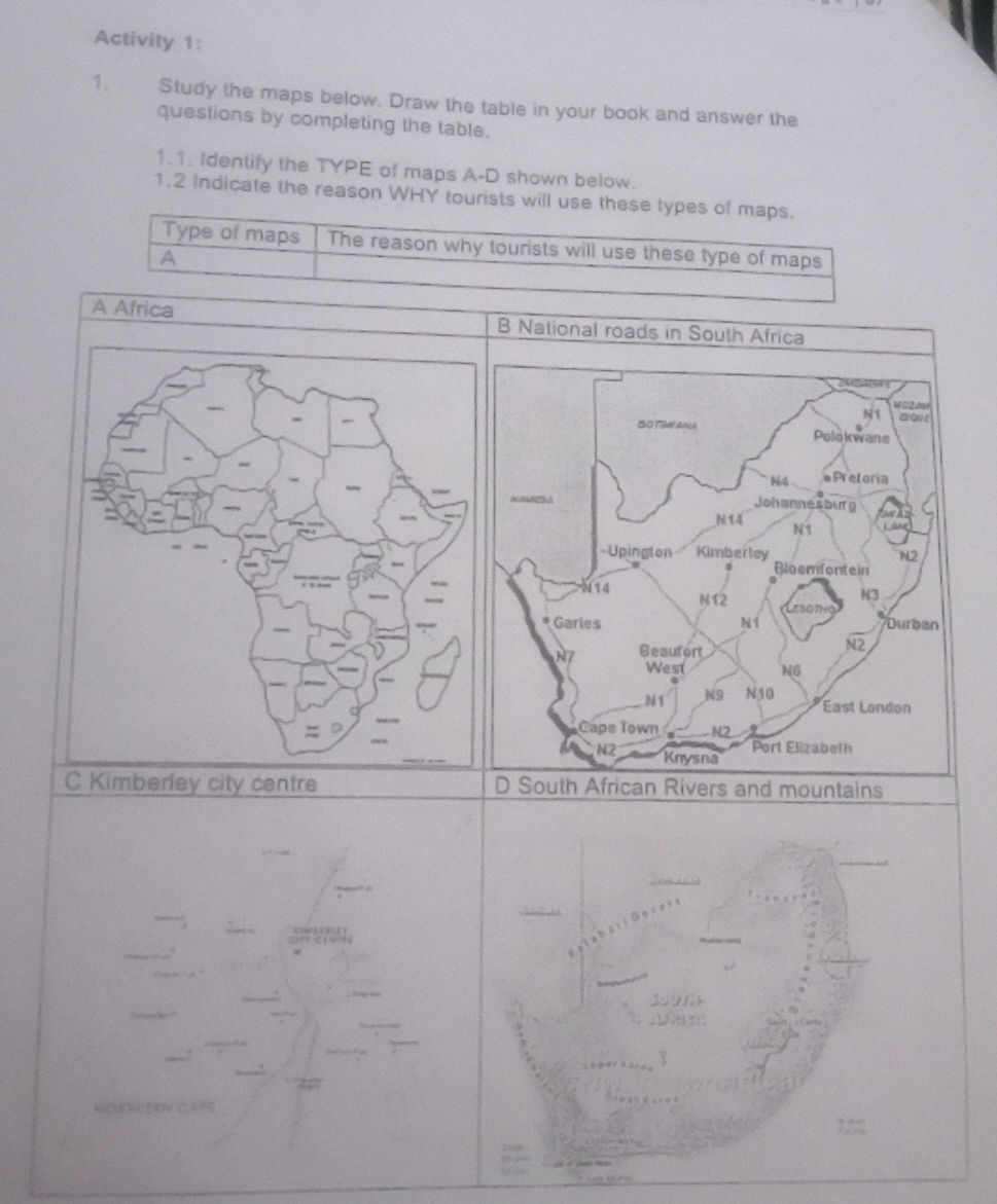 Activity 1: 1. Study the maps below. Draw | StudyX