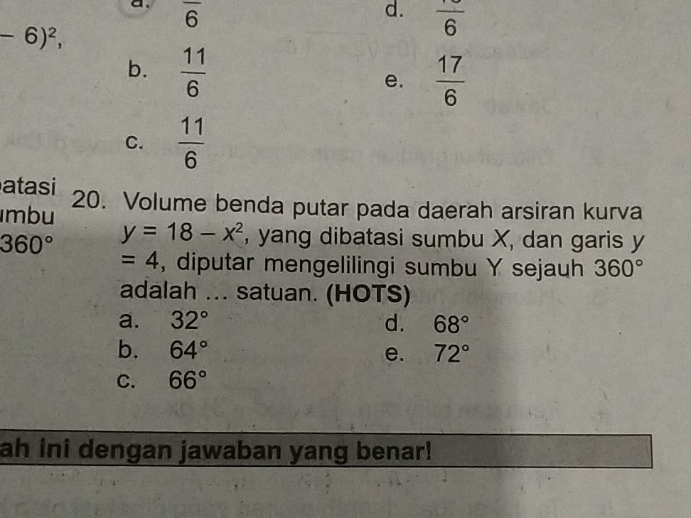 20. Volume benda putar pada daerah arsiran | StudyX