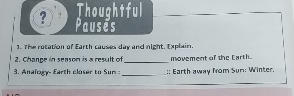 1. The rotation of Earth causes day and | StudyX