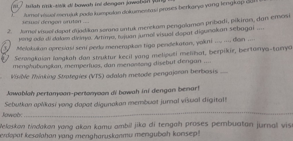 1. Jurnal visual merujuk pada kumpulan | StudyX