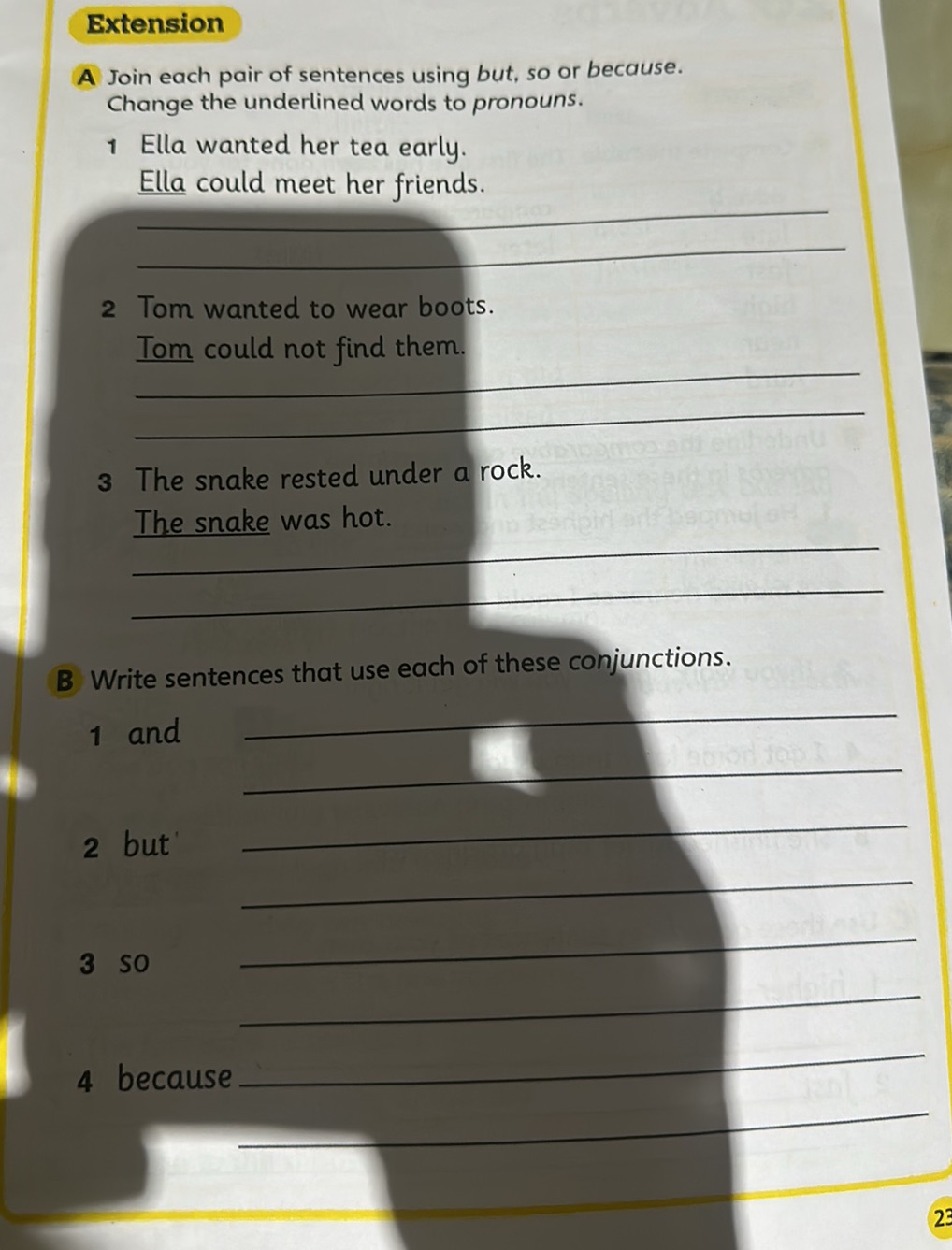 A Join each pair of sentences using but, so | StudyX