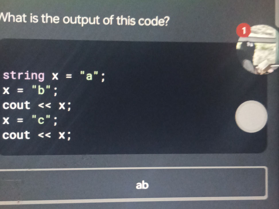 What is the output of this code? ```cpp | StudyX