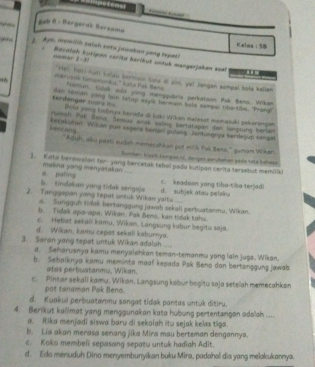 1. Kata berawalan ter- yang bercetak tebal | StudyX