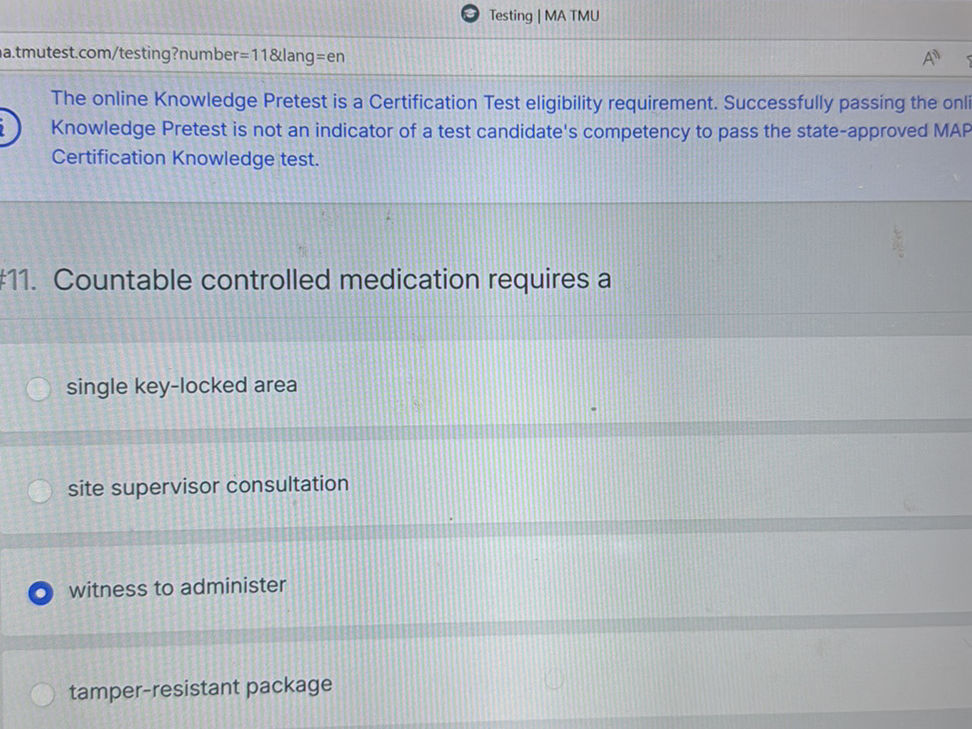 #11. Countable controlled medication