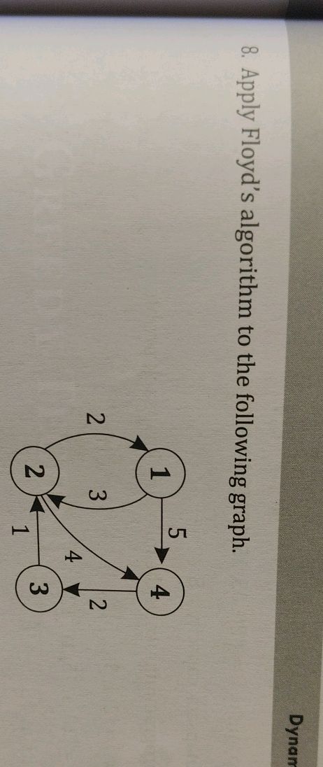 8. Apply Floyd's algorithm to the following | StudyX