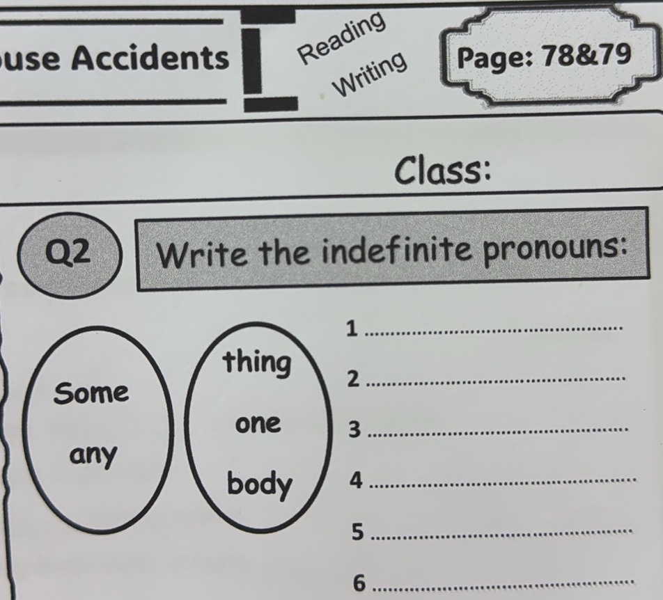 Write the indefinite pronouns: 1 | StudyX