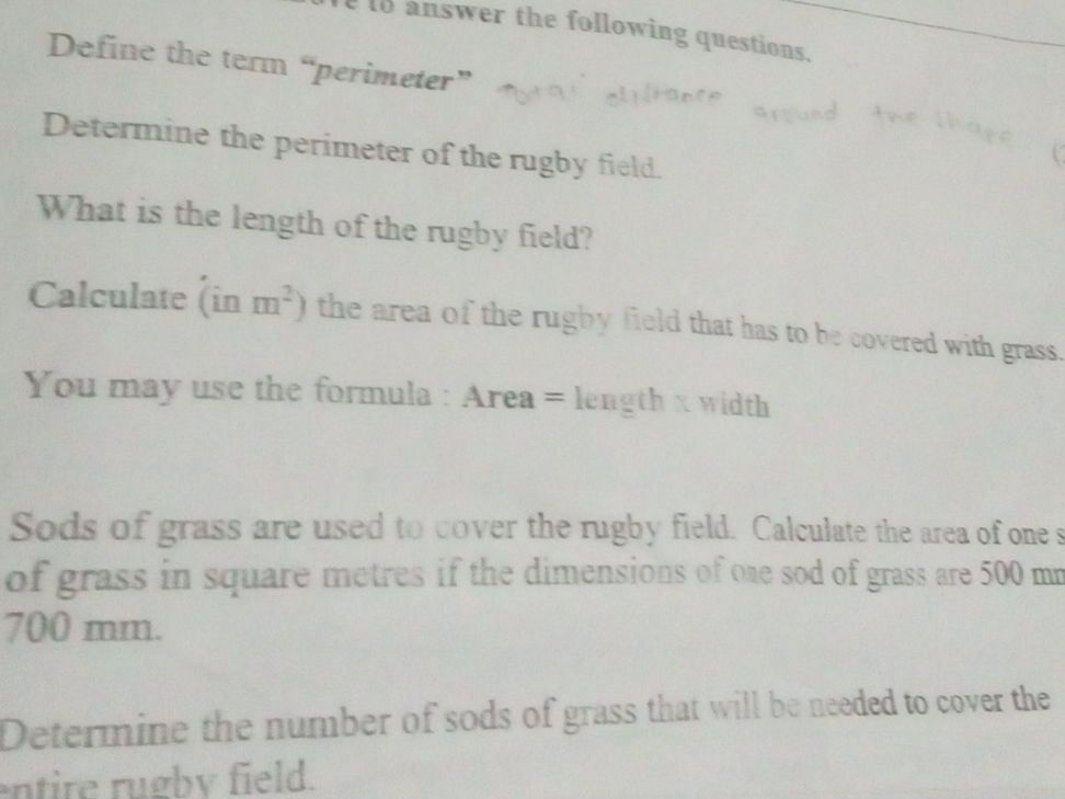 Define the term "perimeter". Determine the | StudyX