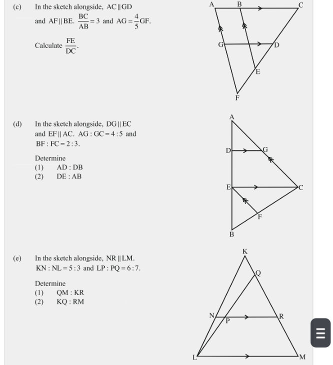 (c) In the sketch alongside, AC || GD and AF | StudyX