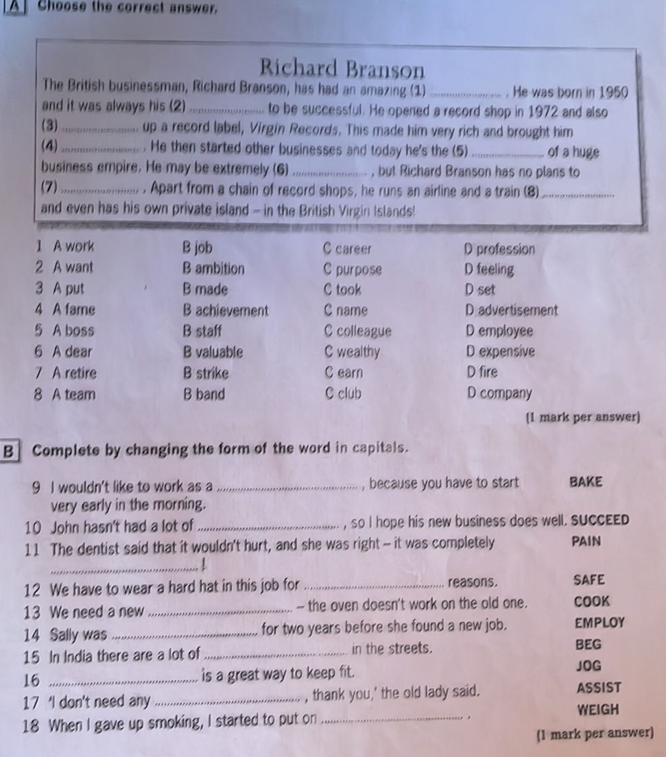 A Choose the correct answer. Richard | StudyX