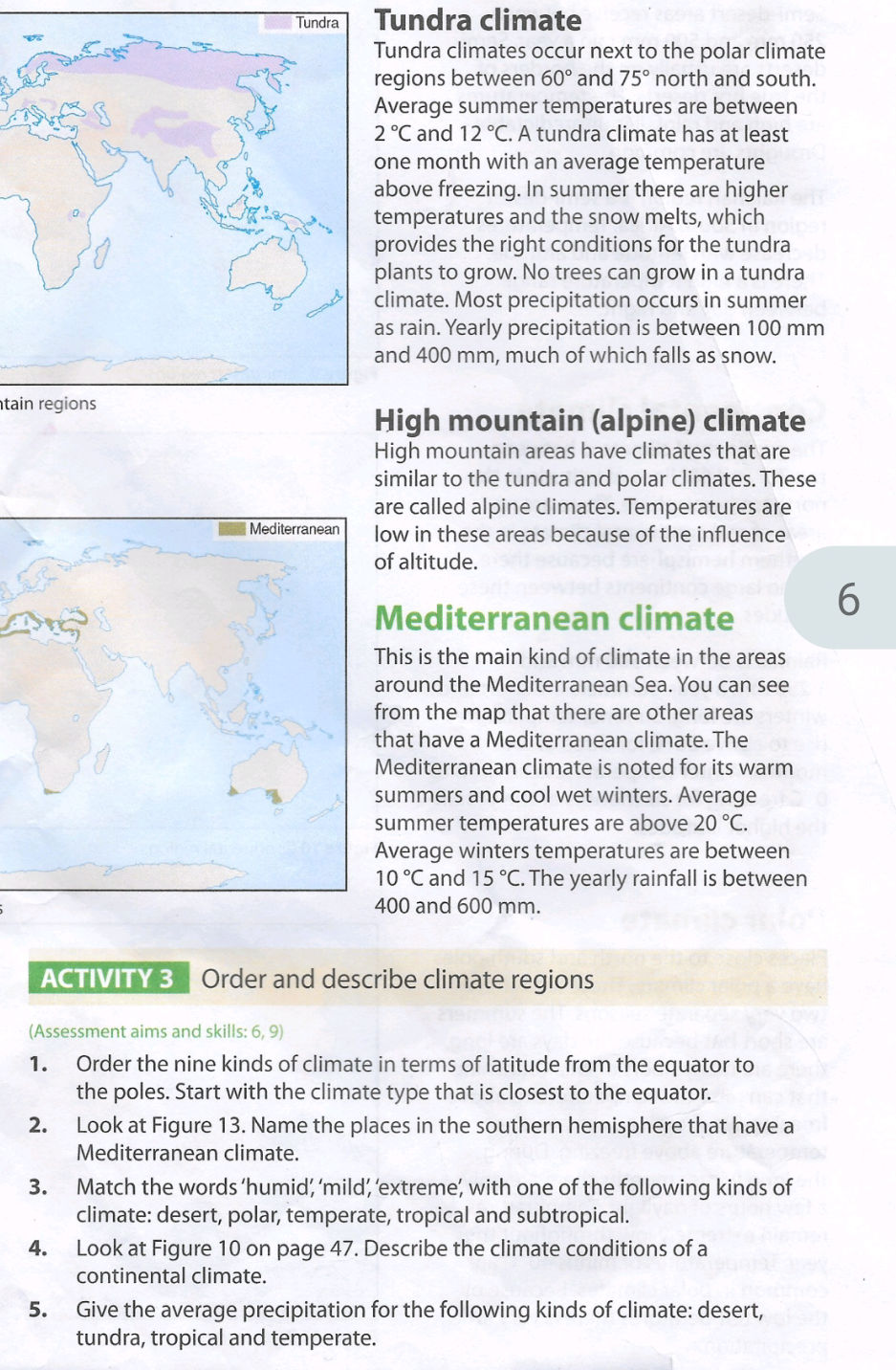 ACTIVITY 3 Order and describe climate | StudyX