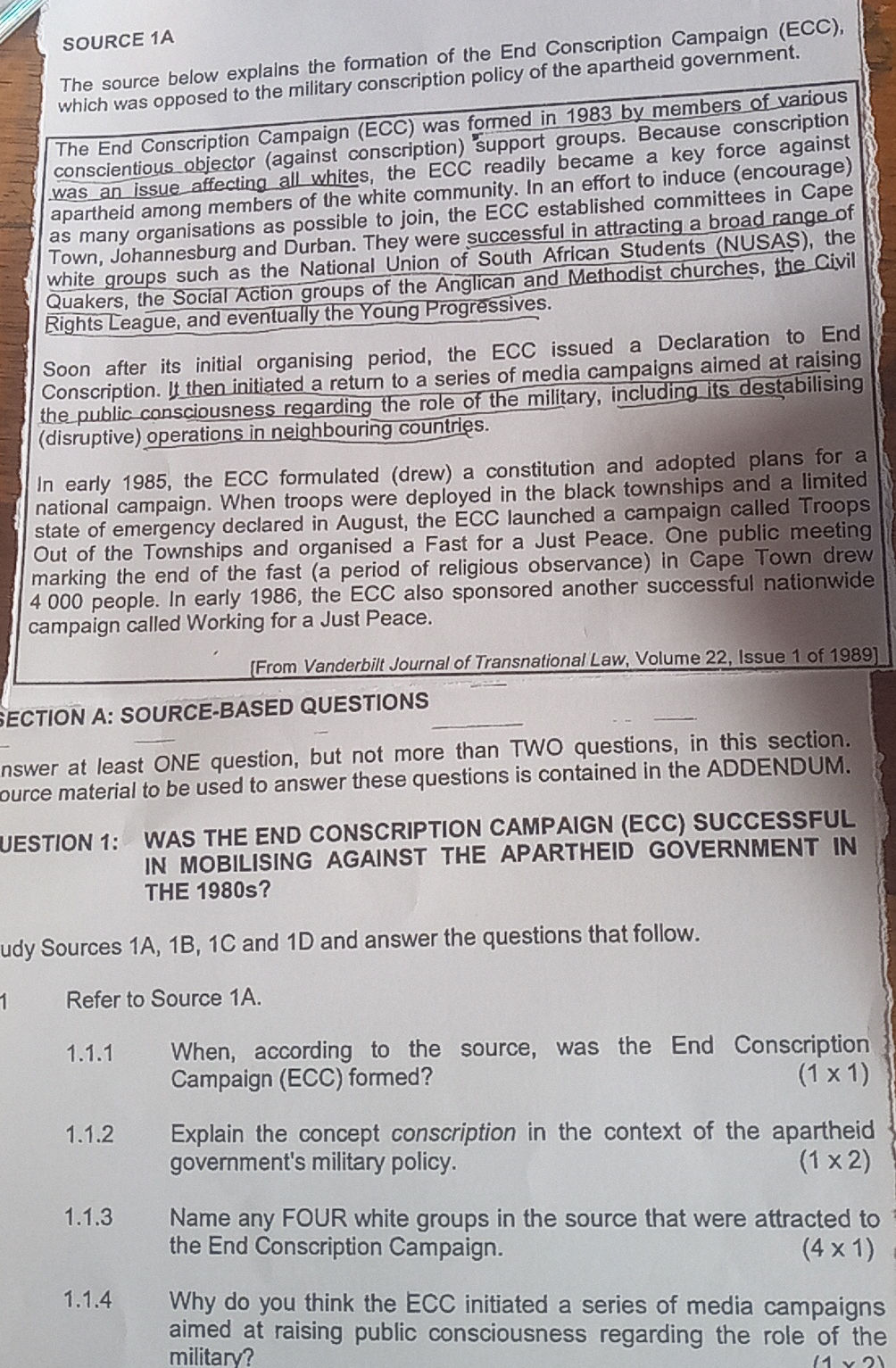 SOURCE 1A The source below explains the | StudyX