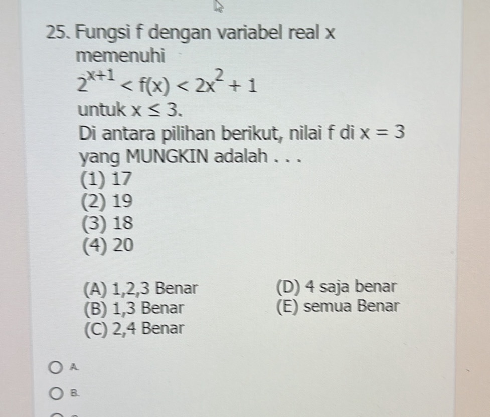 25. Fungsi f dengan variabel real x memenuhi | StudyX