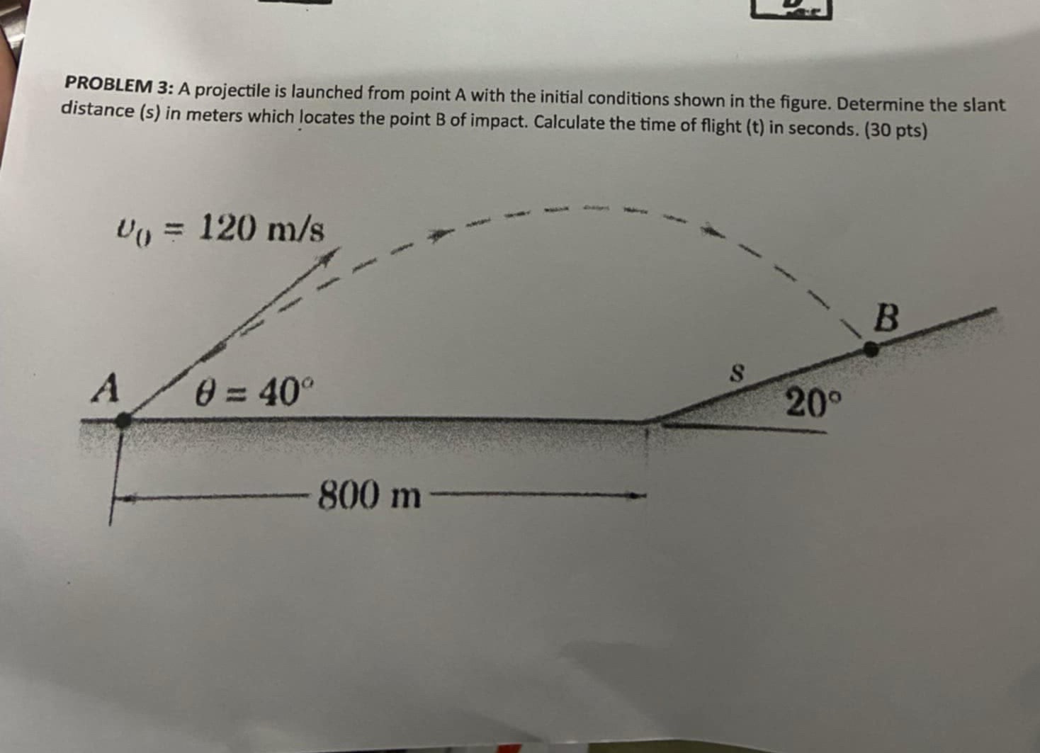 PROBLEM 3: A projectile is launched from | StudyX