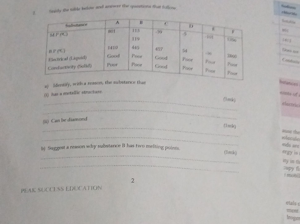 Study the table below and answer the | StudyX