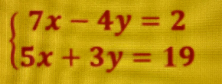 Solving System of Equations: 7x - 4y = 2 and | StudyX