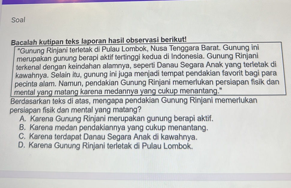 Bacalah kutipan teks laporan hasil observasi | StudyX Bacalah kutipan teks laporan hasil observasi | StudyX