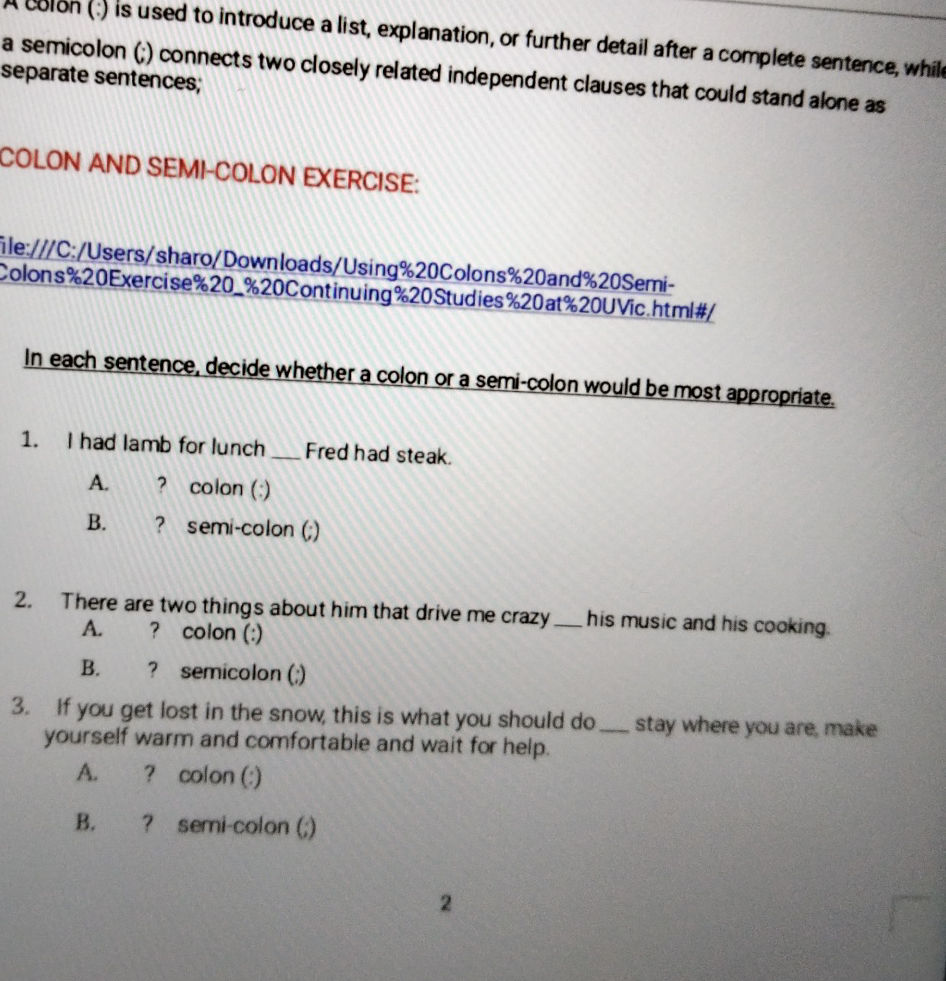 In each sentence, decide whether a colon or | StudyX