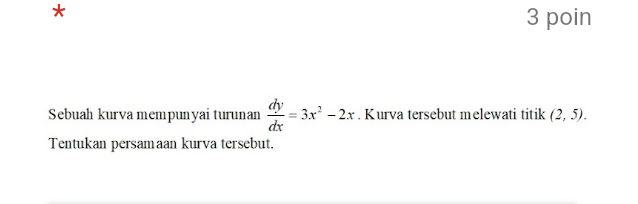 Sebuah kurva mempunyai turunan $ {dy}{dx} = | StudyX