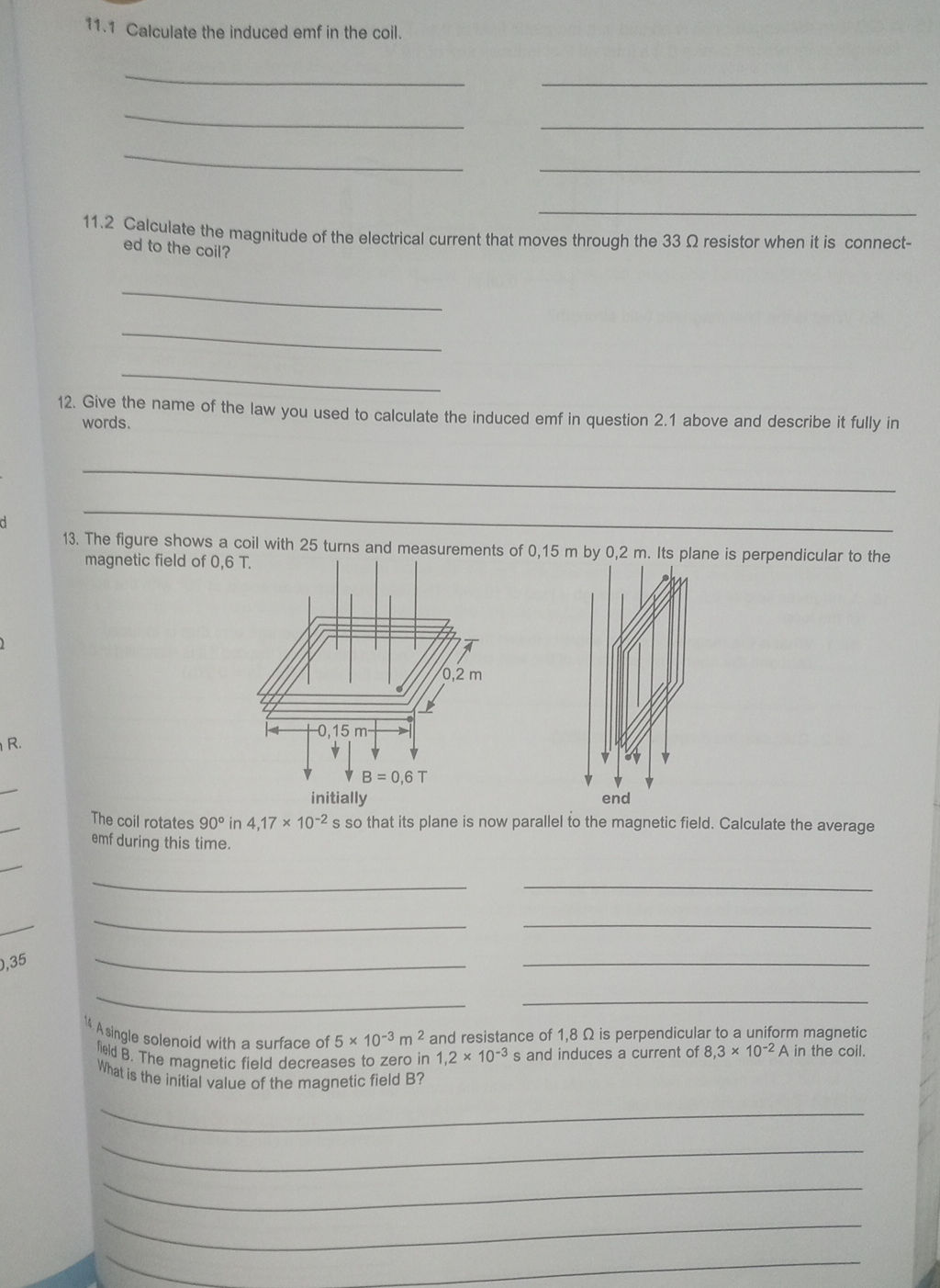 11.1 Calculate the induced emf in the coil. | StudyX