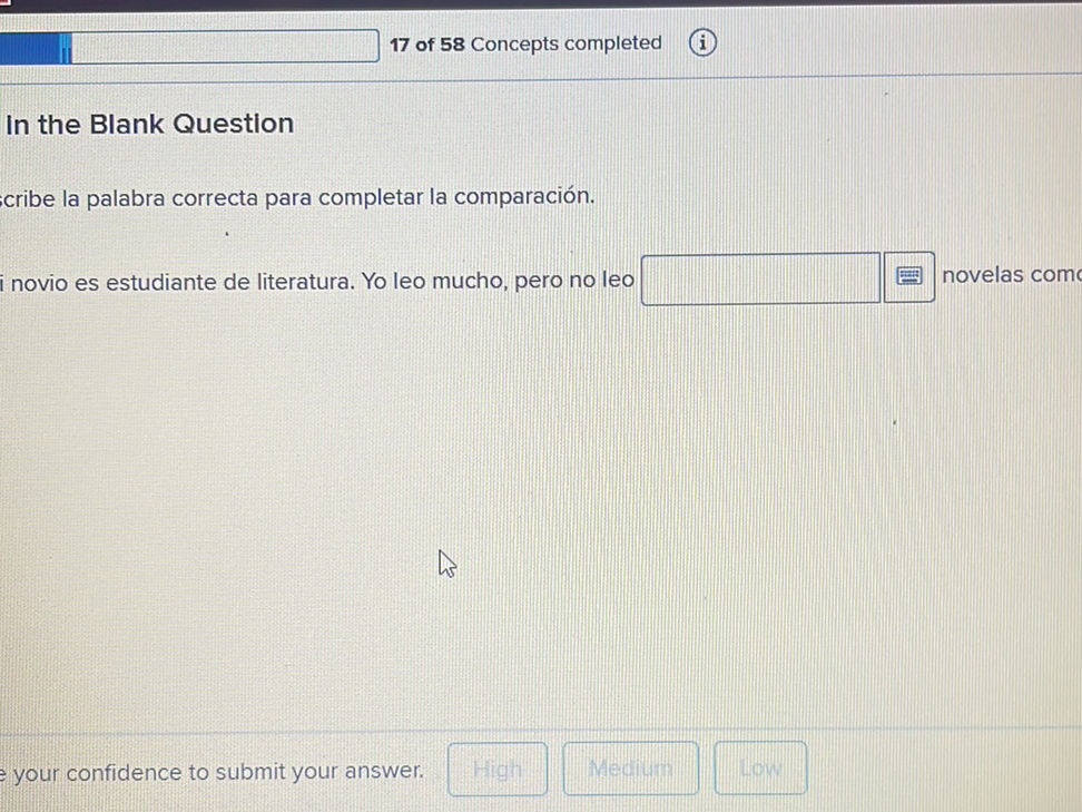 In the Blank Question scribe la palabra | StudyX