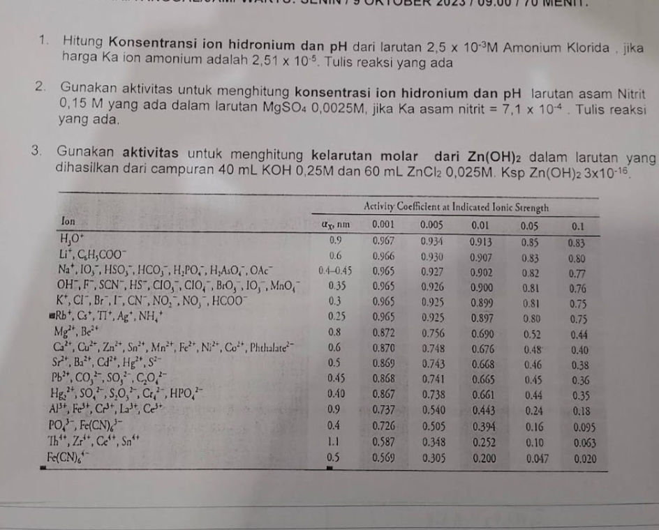 1. Hitung Konsentransi ion hidronium dan pH | StudyX