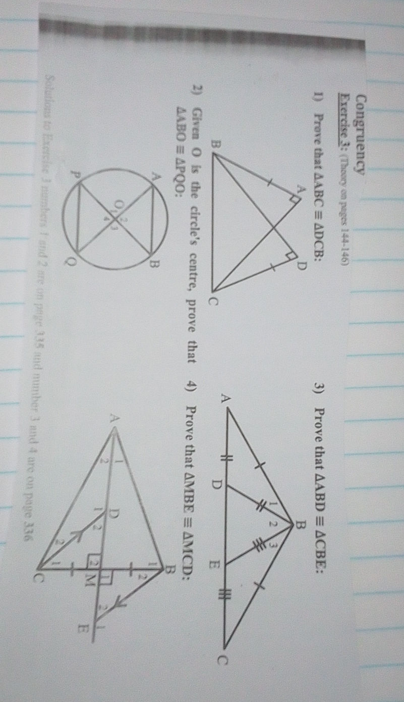 1) Prove that $ ABC DCB$: 2) Given O | StudyX