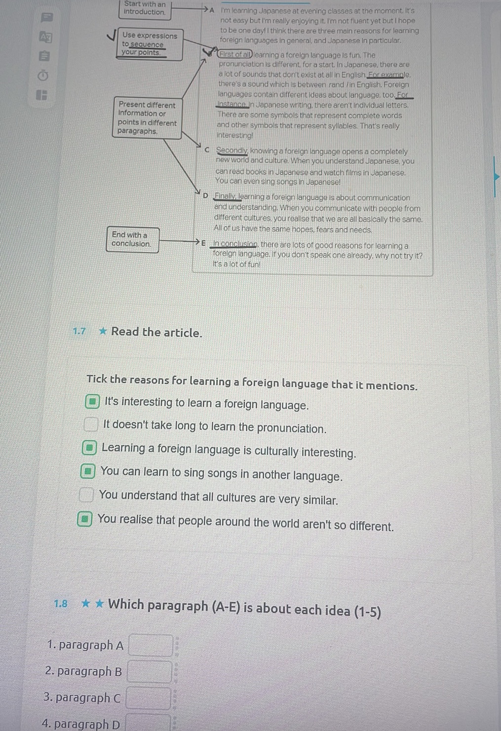 1. 7 ★ Read the article. Tick the reasons | StudyX