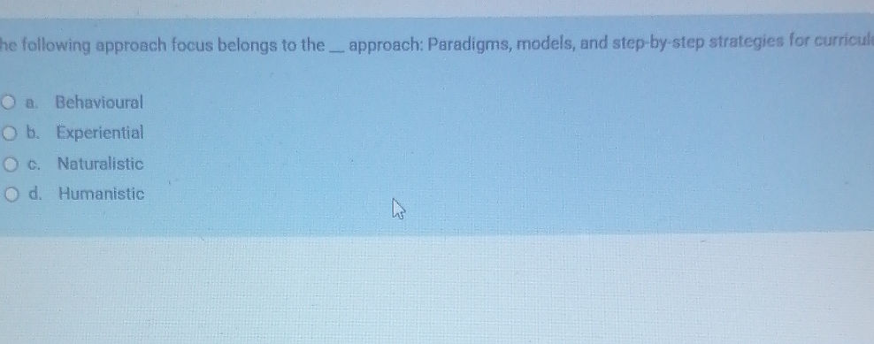 The following approach focus belongs to the