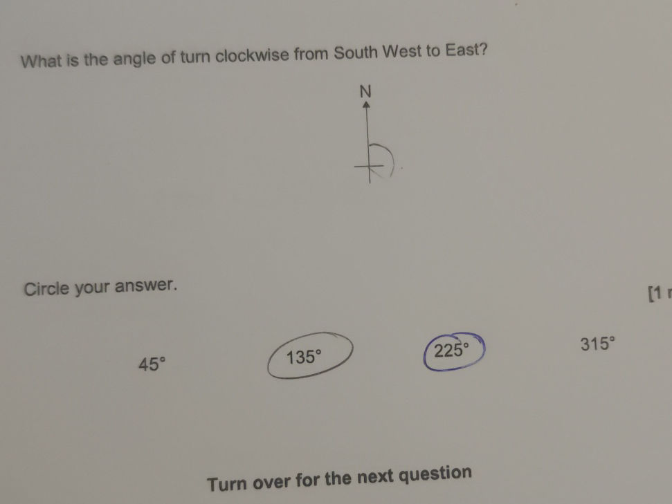 What is the angle of turn clockwise from | StudyX