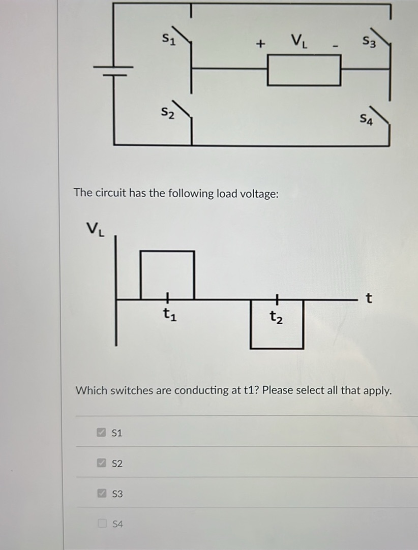 The circuit has the following load voltage: | StudyX