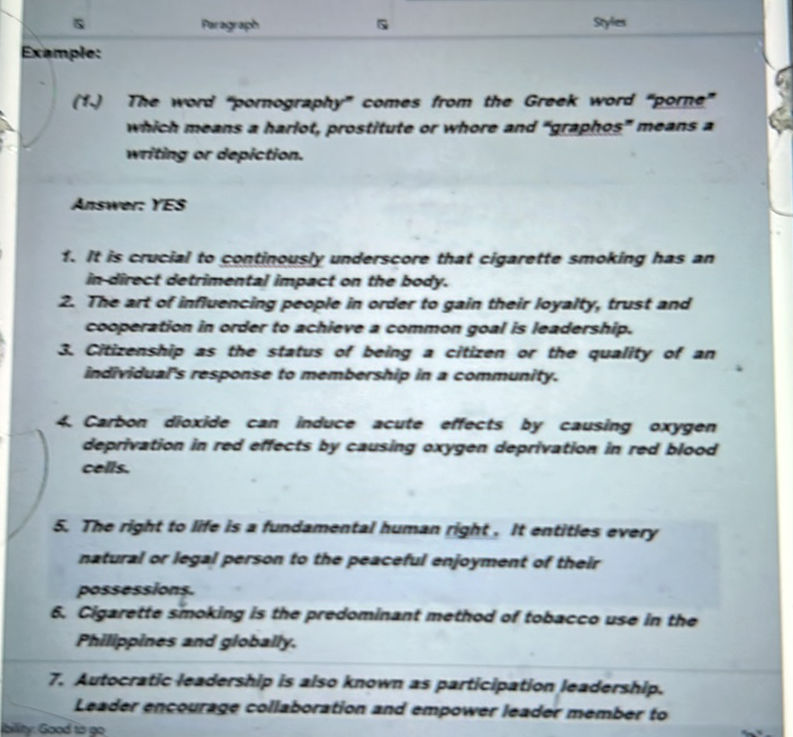 Example: (1.) The word "pornography" comes | StudyX