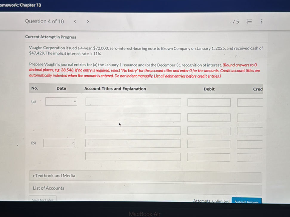 Vaughn Corporation issued a 4-year, $72,000, | StudyX