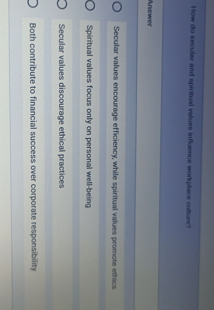 How do secular and spiritual values | StudyX