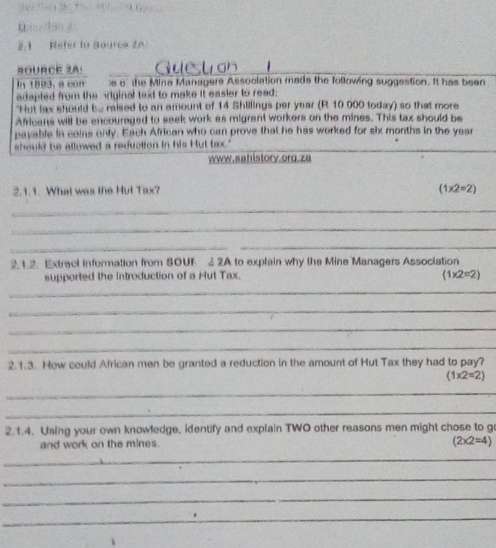 2.1.1. What was the Hut Tax? 2.1.2. Extract | StudyX