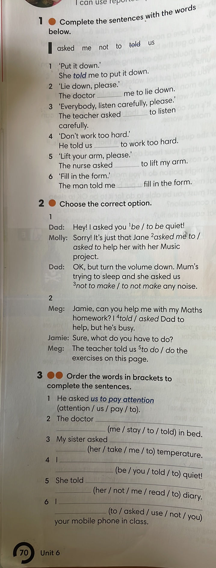 1 Complete the sentences below. 1 'Put it | StudyX