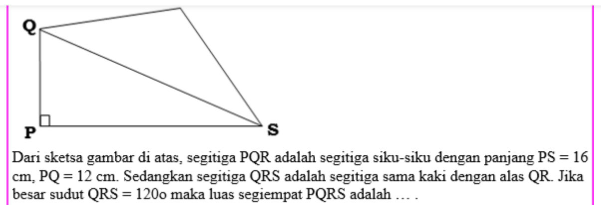 Dari sketsa gambar di atas, segitiga PQR | StudyX