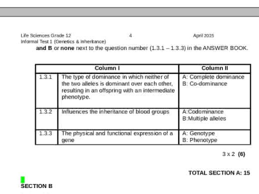 Match the descriptions in Column I with the | StudyX