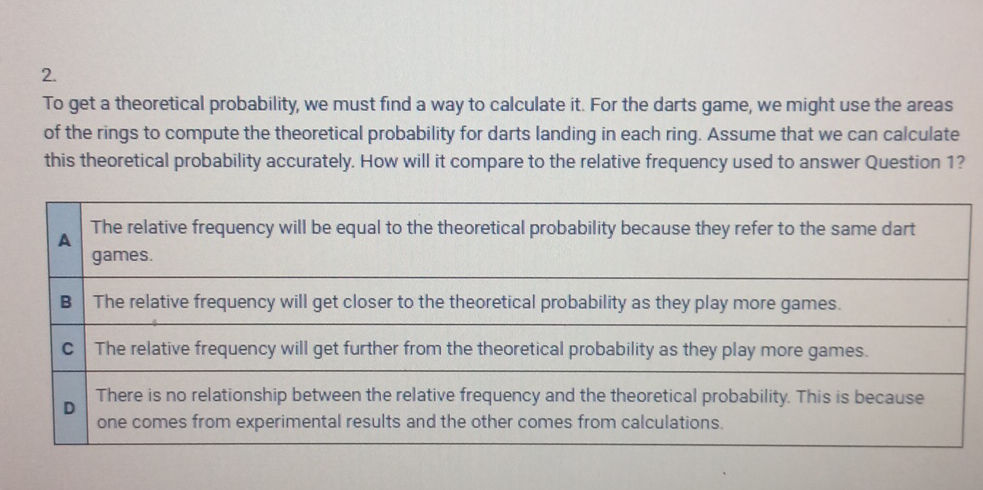 2. To get a theoretical probability, we | StudyX