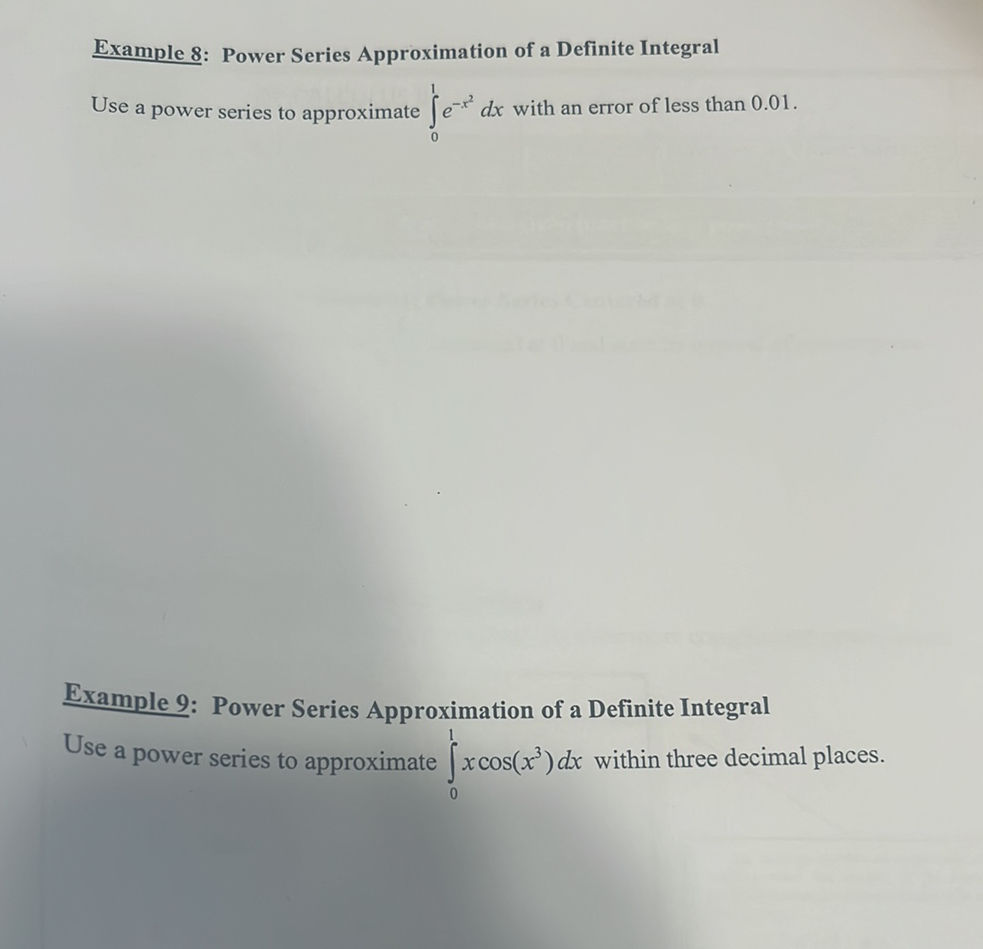 Example 8: Power Series Approximation of a | StudyX