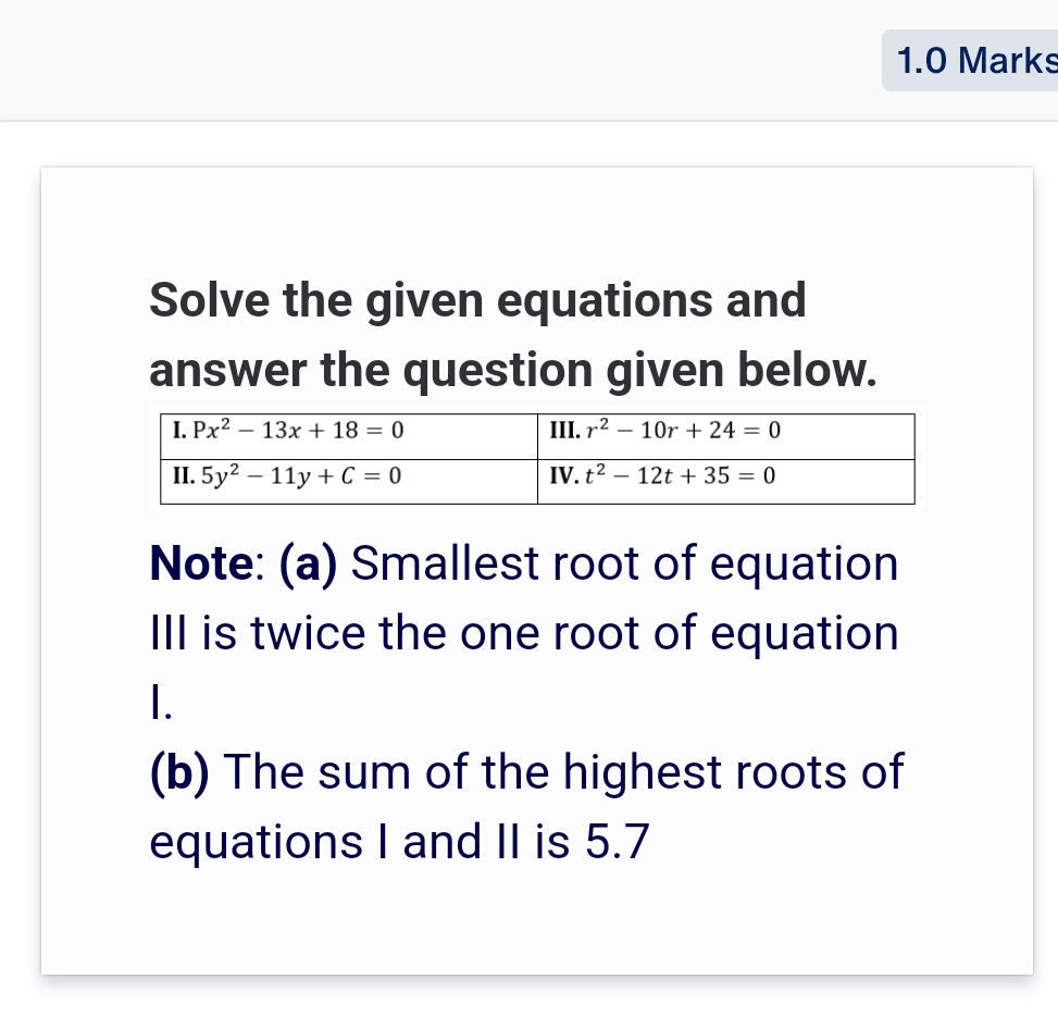Solve the given equations and answer the